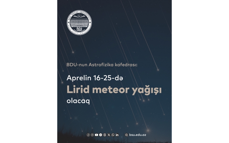 BDU-nun Astrofizika kafedrası: “Aprelin 16-25-də Lirid meteor yağışı ...